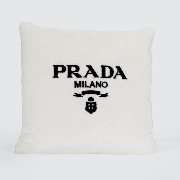 Prada | Bedding | Prada Ivory Pillow With Black Lettering | Poshmark